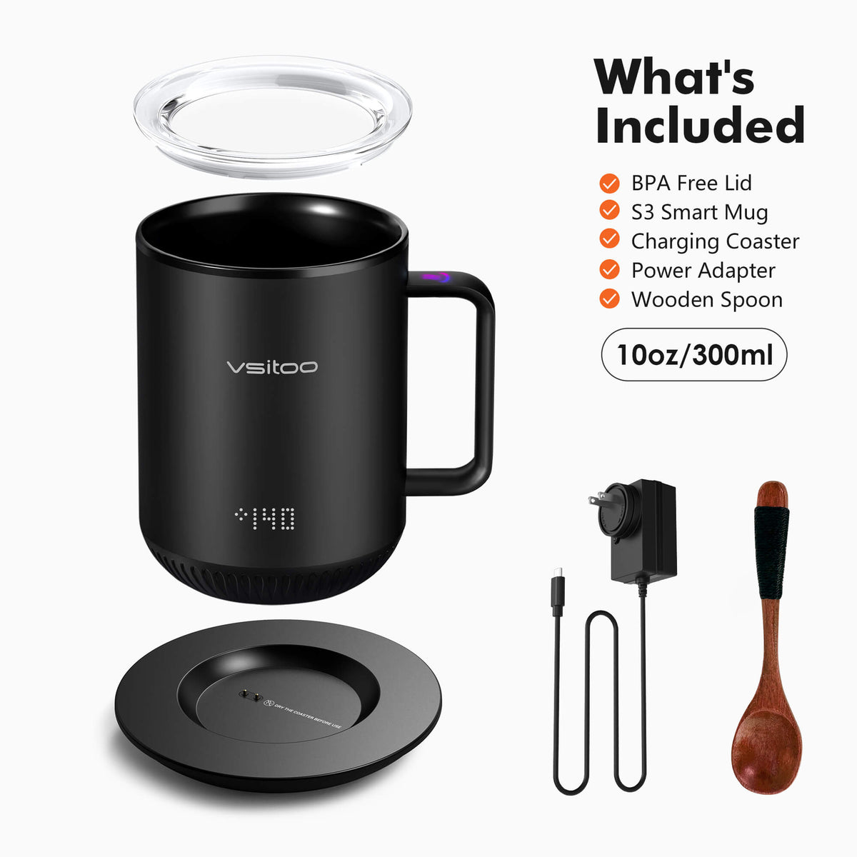 VSITOO S3 Self Warming Mug for Self Heating Coffee | Smart Mug